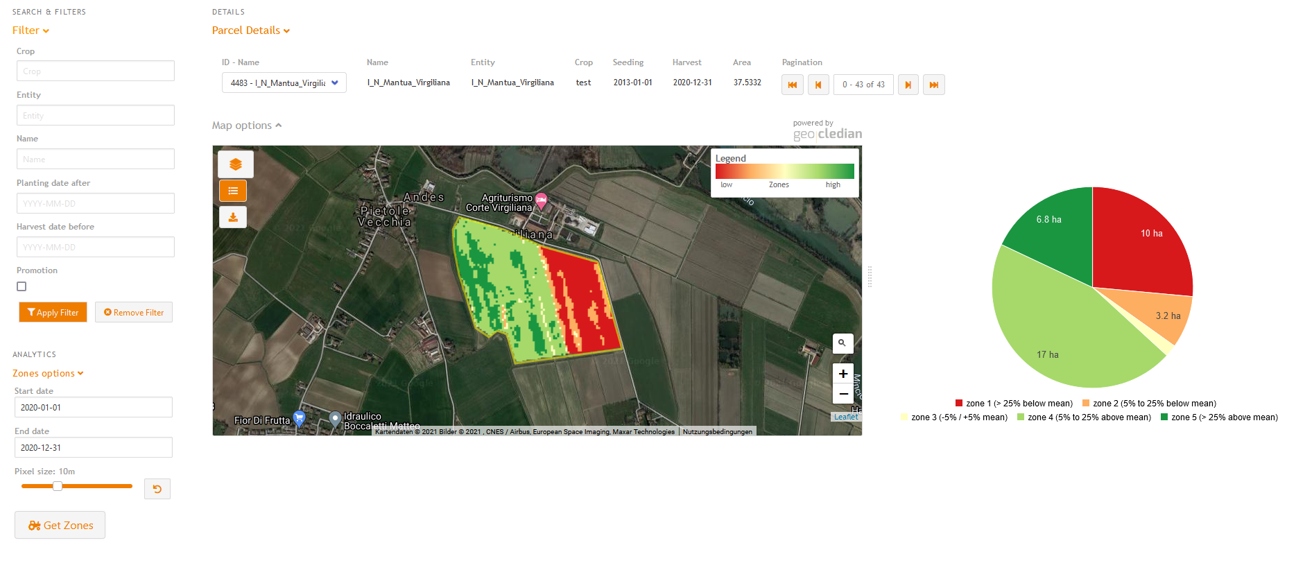 Yield Potential Maps / Farm Management Zones - geocledian documentation